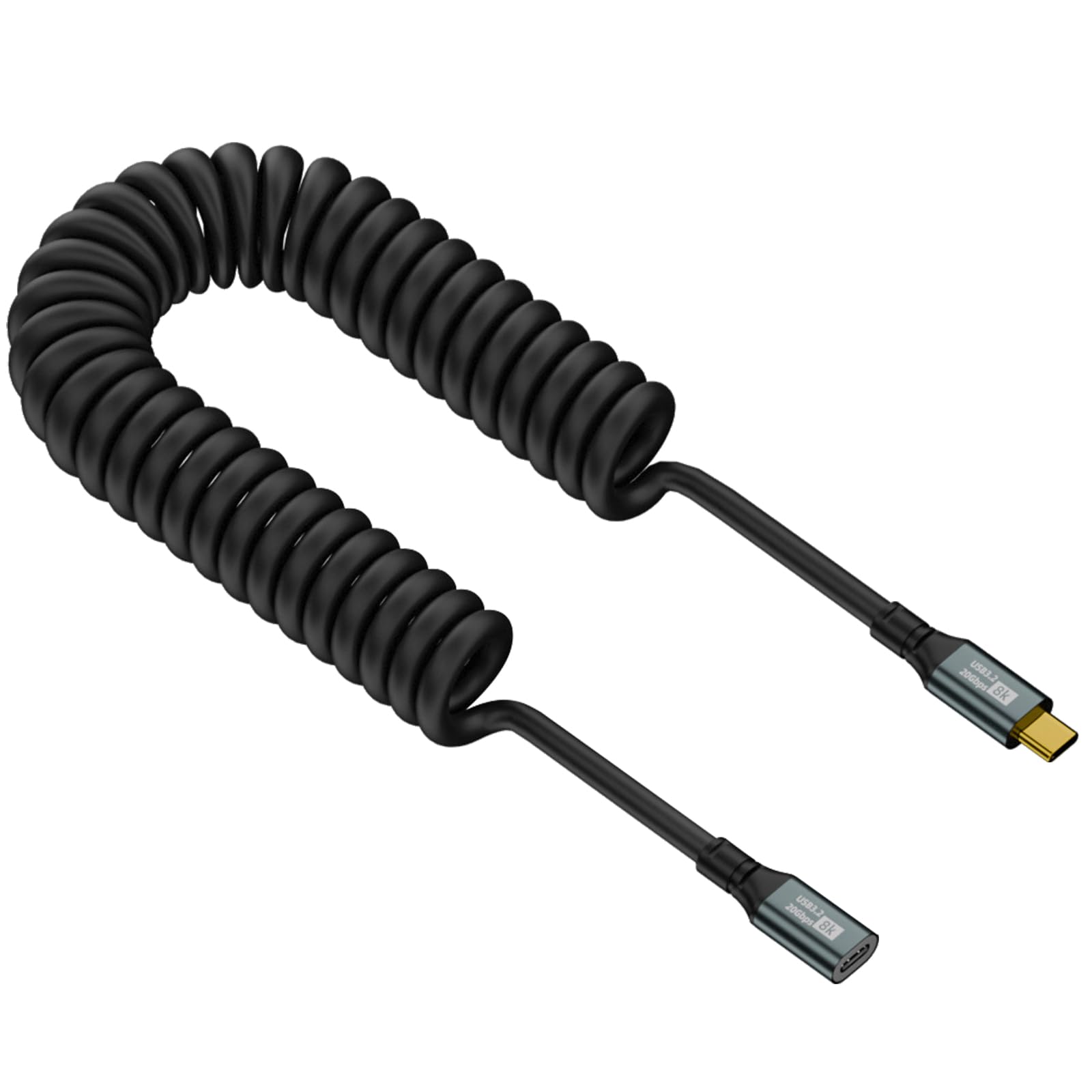 Amazon.com: Duttek USB C Extension Coiled Cable 6ft, Coiled USB C to ...