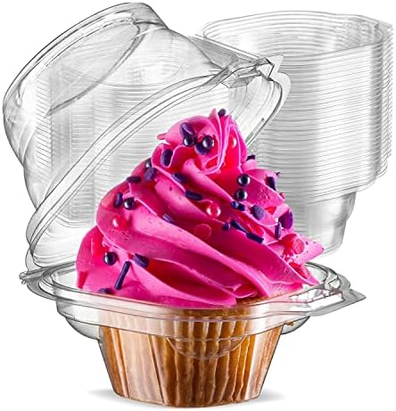 50x Cupcake Boxes Cupcake Containers - Cake Decoration Individual Clear ...