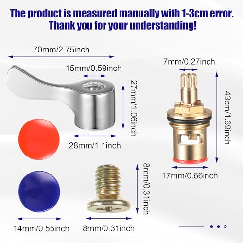 EUIOOVM Replacement Tap Valves 2 Set 1/2″ Brass Tap Cartridge Valves ...