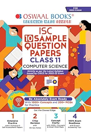 Oswaal ISC Sample Question Papers Class 11 Computer Science (For 2023 ...