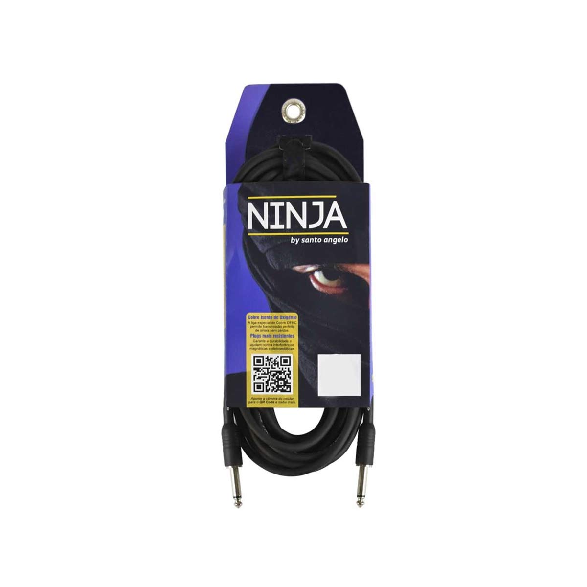 CABO DE GUITARRA NINJA CABLE 0,20 MM CONECTOR P10/P10 10FT 3,05 METROS ...