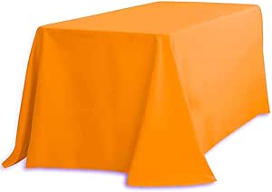 Amazon.com: LTC LINENS Orange Rectangular Tablecloth - 90 x 132 In Rectangle Tablecloth With ...
