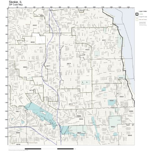 ZIP Code Wall Map of Skokie, IL ZIP Code Map Not Laminated: Amazon.com ...