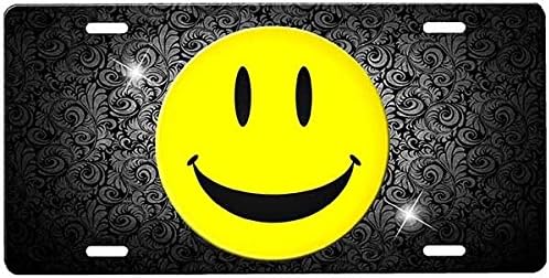 Amazon.com: onestopairbrushshop Smiley Face License Plate Car Tag ...