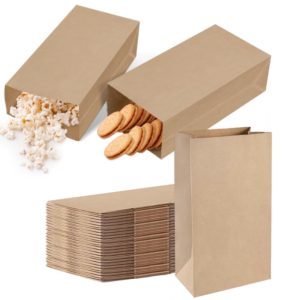 100pcs Small Brown Paper Bags, Mini Kraft Paper Bags 3.5''L x 2''W x 7 ...