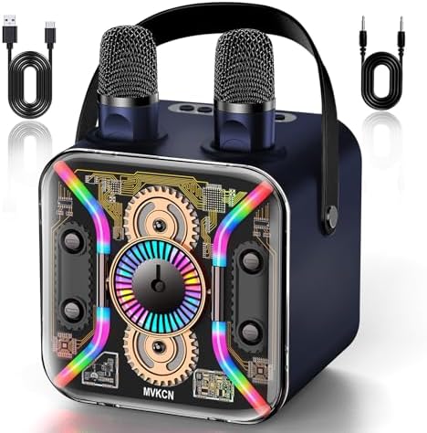 Amazon.com: Retro Karaoke Machine with Two Wireless Microphones ...