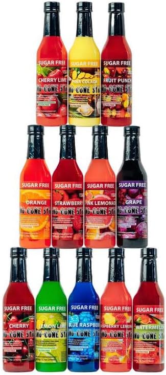 Amazon.com: 12-Pack Sugar Free Sno-Cone Syrup 12.7oz Variety Flavor ...