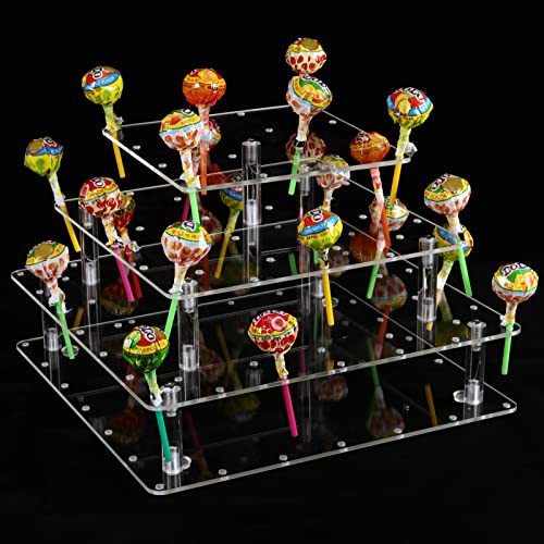 JOIKIT 56 Holes Lollipop Display Stand 4 Tier Square, Clear - Want It All