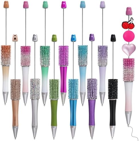 Amazon.com : 12 Pcs Beadable Pens Rhinestones Beadable Pens Plastic ...