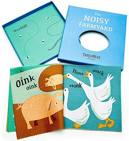 ThreadBear Design The Noisy Farmyard Cloth Rag Book With Colourful ...
