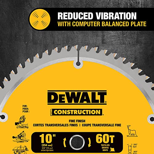 Snapklik.com : DEWALT 10-Inch Miter / Table Saw Blades, 60-Tooth ...