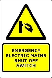 Emergency Electric Mains Shut Off Switch | 20cm x 15cm | Red/White ...