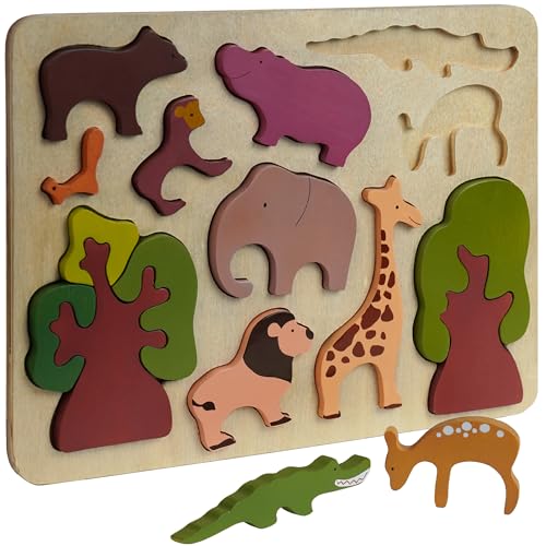 Amazon.com: Chippi & Co Wooden Puzzles For Toddlers 1-3, Peg Puzzles ...
