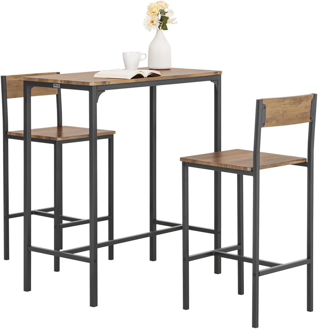 SoBuy Bar Set-1 Bar Table and 2 Stools, 3 Pieces Home Kitchen Breakfast ...