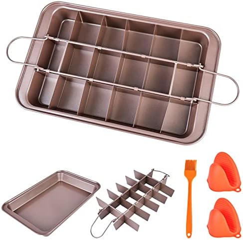 EKKONG Brownie Tin, Brownie Tray with Dividers Non-Stick Brownie Pan ...