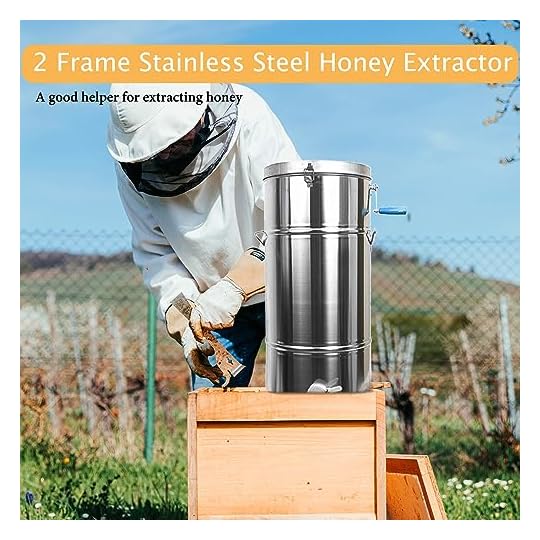 DouSeiAi 2 Frame Stainless Steel Honey Extractor, Manual Crank Bee ...