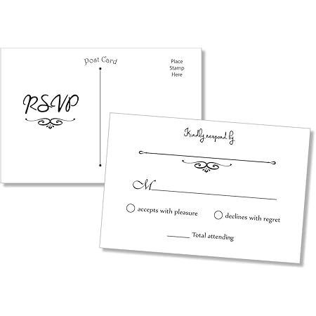 Amazon.com: Inkdotpot 50 Blank RSVP Cards with White Envelopes-White ...