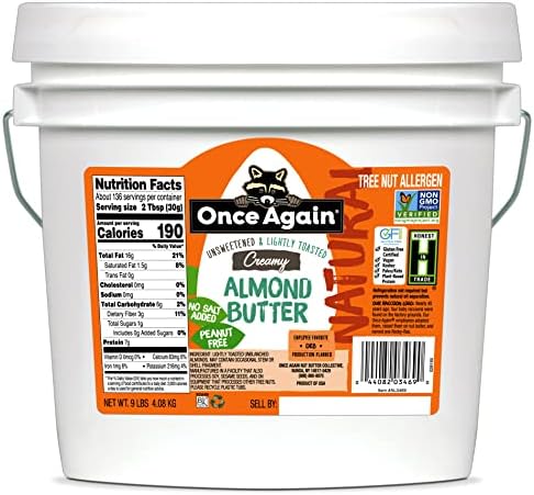 Amazon.com : Once Again Natural, Creamy Peanut Butter, 9lb Bucket (same ...