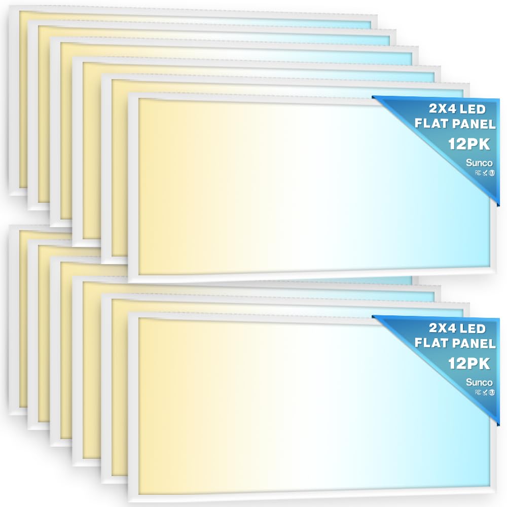 Sunco 12 Pack 2x4 LED Flat Panel Light Drop Ceiling Office Fixture ...