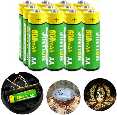 Amazon.com: JINTION Solar Rechargeable Ni-MH AA Batteries, 1.2V Double ...