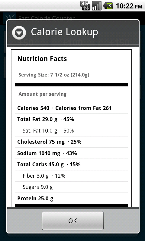 Aplicación Fast Calorie Counter PRO en Amazon Appstore