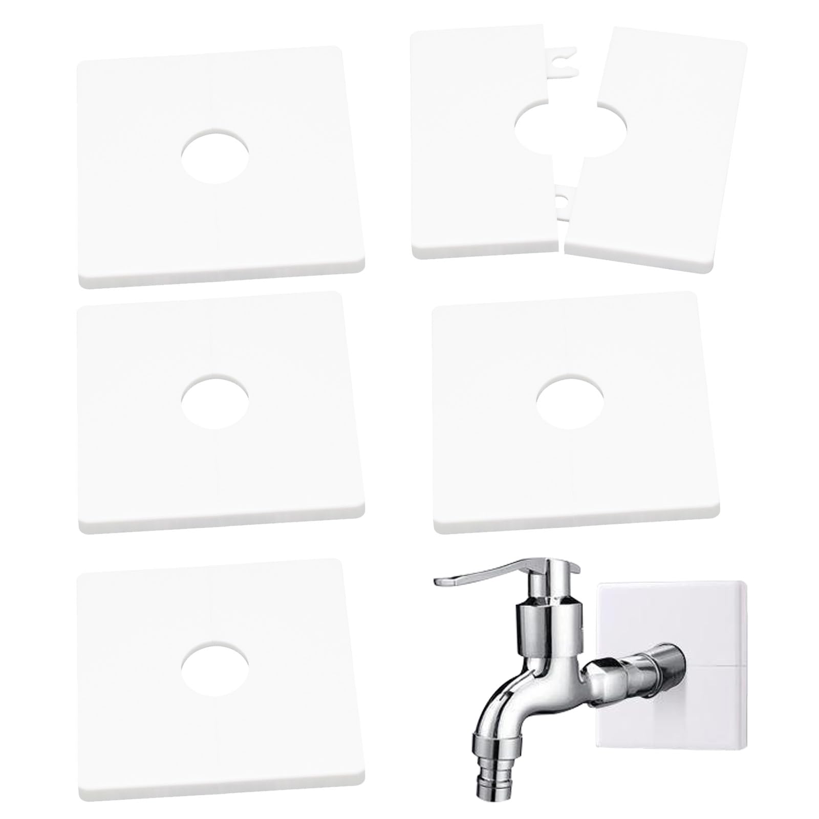 6PCS Pipe Covers for Bathroom, Plates Self Adhesive Wall Split Flange ...