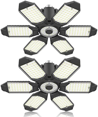 2-Pack Led Garage Lights,100W Garage Light, E26/E27 10000LM Deformable ...