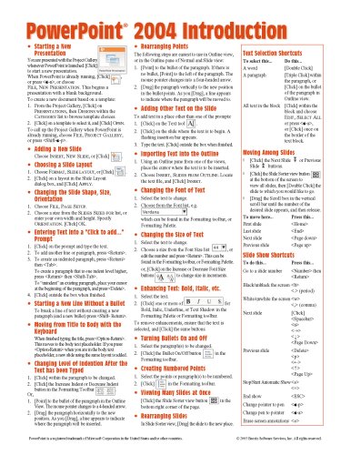 Mac PowerPoint 2004 Introduction Quick Reference Guide (Cheat Sheet of ...