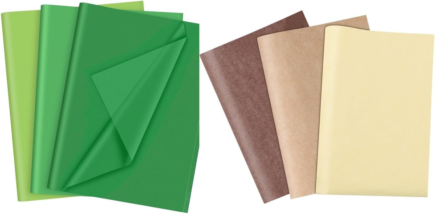 Amazon.com: PLULON Green Tissue Paper and Brown Tissue Paper Bundle ...