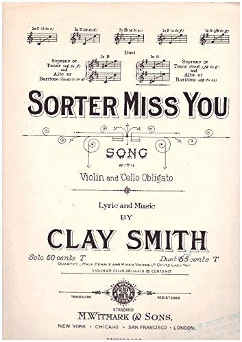 Sorter Miss You (In G - Duet Soprano or Tenor (lead) (f sharp to g) and ...