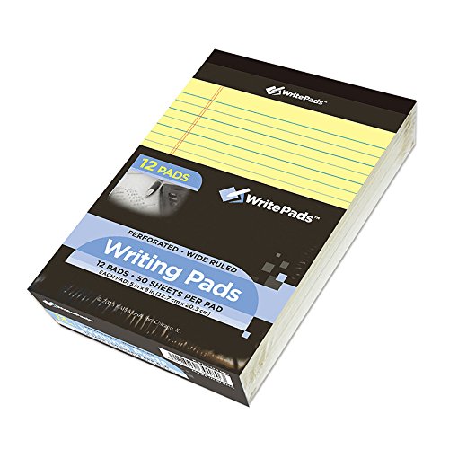 WritePads Writing Pads 5 x 8-Inch, Wide Ruled, Perforated, Canary, 50 ...