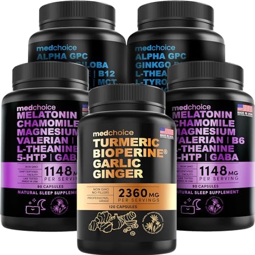 Amazon.com: MEDCHOICE Turmeric & Ginger (120ct), Sleep Melatonin (180ct ...