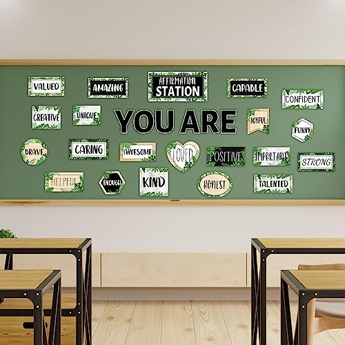 Snapklik.com : Greenery Affirmation Station Bulletin Board Set Simply ...