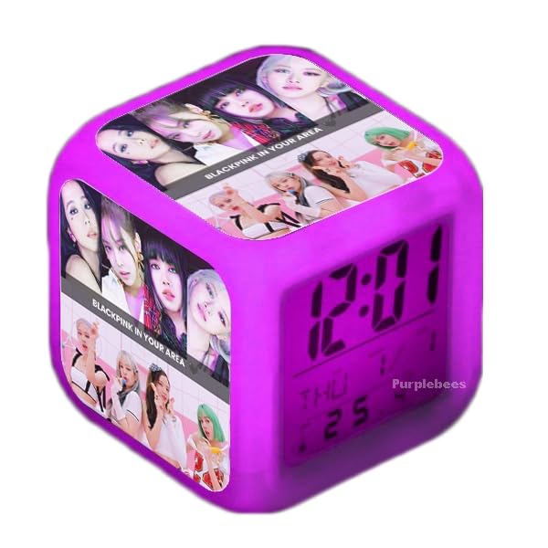 Buy BTS Digital Alarm Clock with Glowing LED, Color Change, and 4 BTS ...
