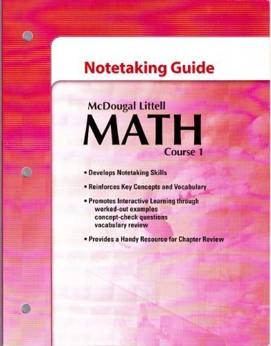 Math Course 1, Grades 6-8 Notetaking Guide: Mcdougal Littell Middle ...