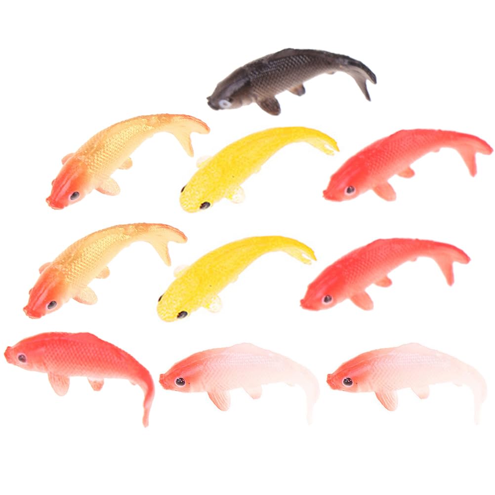 ibasenice 10pcs Mini Simulation Koi Model Miniature Resin Goldfish ...