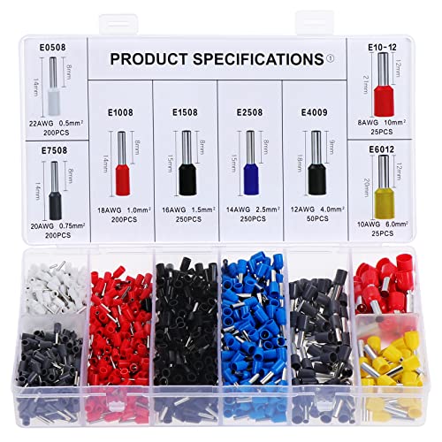 OCR 1200Pcs of VE Tube Terminal, Terminal Tube Pre-Insulated Cold Crimp ...