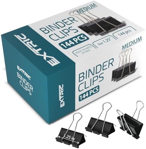 Amazon.com : Binder Clips - 144 Medium Binder Clips, 1.25 Inch Black ...