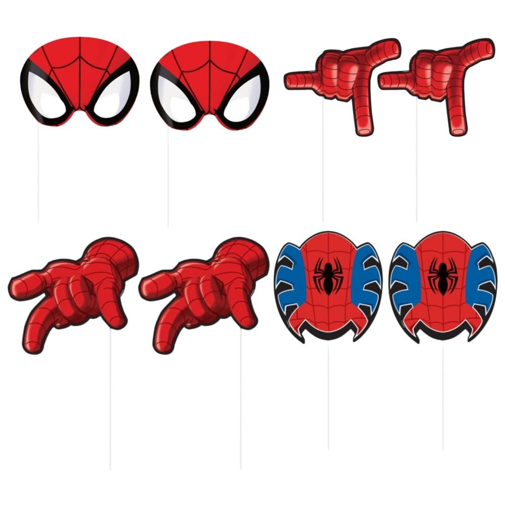 Amazon.com: Unique Spider-Man Photo Booth Props - Assorted Designs, 8 ...