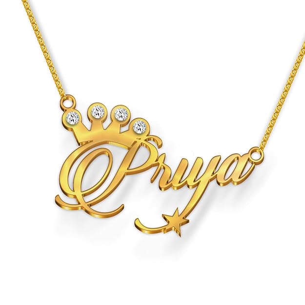 Buy Dreamrax Priya "READY TO WEAR" Cursive Gold Name Pendant Necklace ...