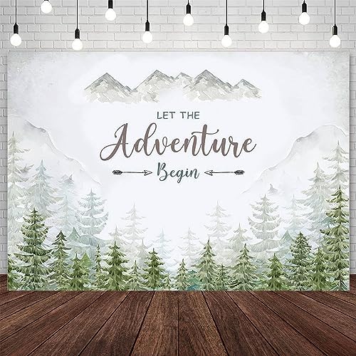 Amazon.com : AIBIIN 7x5ft Adventure Awaits Baby Shower Backdrop Let The ...