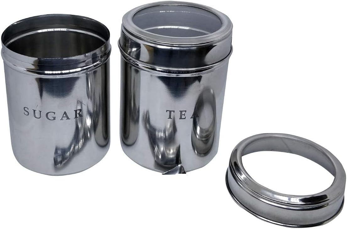 Heart Home Stainless Steel 2 Pieces Sugar Tea Container Set (Silver ...