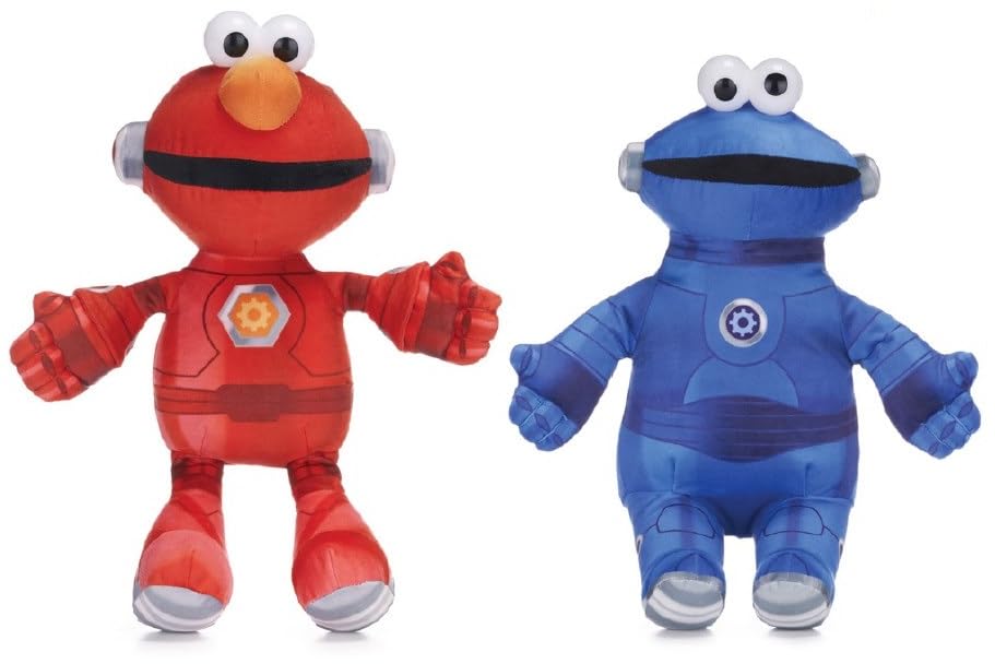 Elmo and Cookie Monster Soft Toys Sesame Street 12 Inch Mecha Builders ...