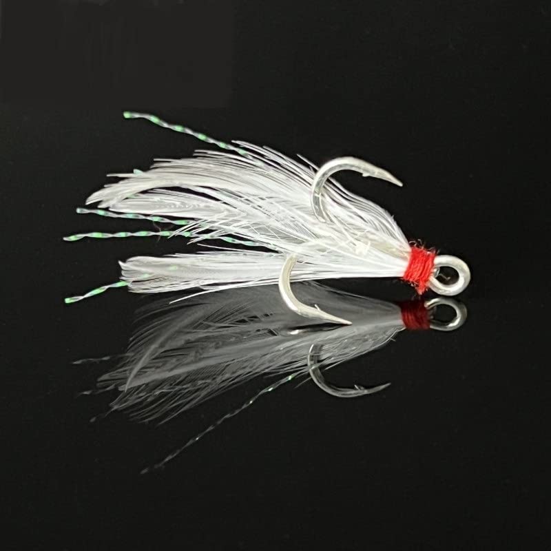 Amazon.com: Feather Treble Fishing Hooks High Carbon Steel Feathered ...