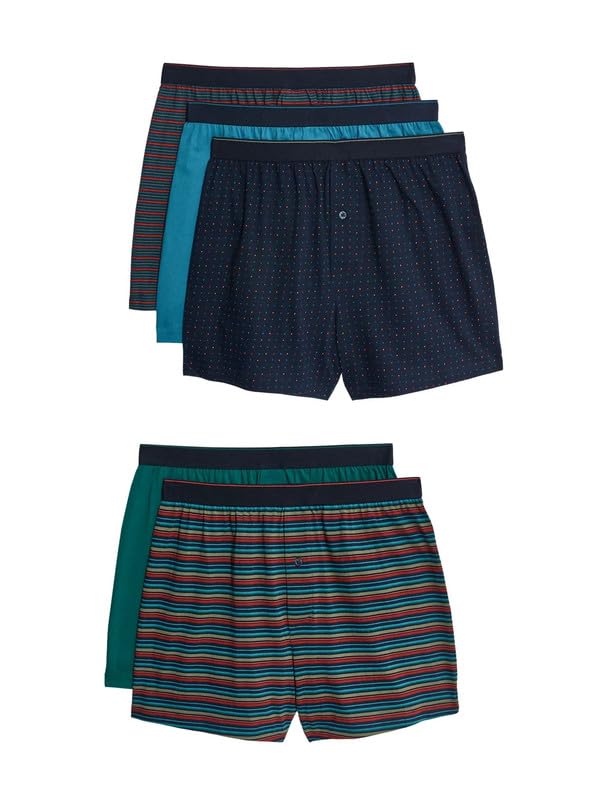 Buy Marks & Spencer Men's Pure Cotton Modern Boxer Shorts (Pack of 5 ...