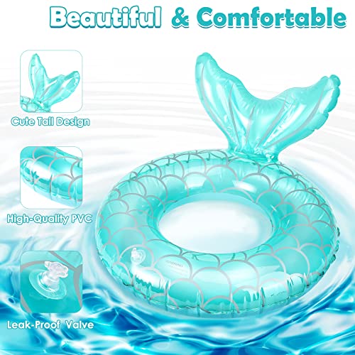 HeySplash Inflatable Swim Rings, Mermaid Tail Shaped Pool Swimming ...