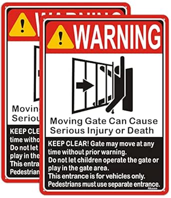 Moving Gate Can Cause Serious Injury or Death Sign 10"x 7" - Warning ...