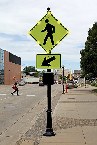 Tapco W11-2 BlinkerSign Diamond Pedestrian Crossing Sign with 8 ...
