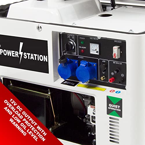 Wolf 6500w Diesel Generator WPS8500DBE Key Start 8.1KVA 11HP Quiet 2 x ...
