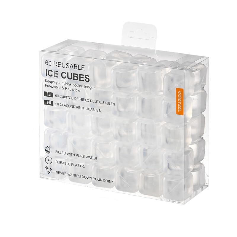 Amazon.com: COIZYZZL Reusable Ice Cubes - Quick Freeze Clear Plastic ...